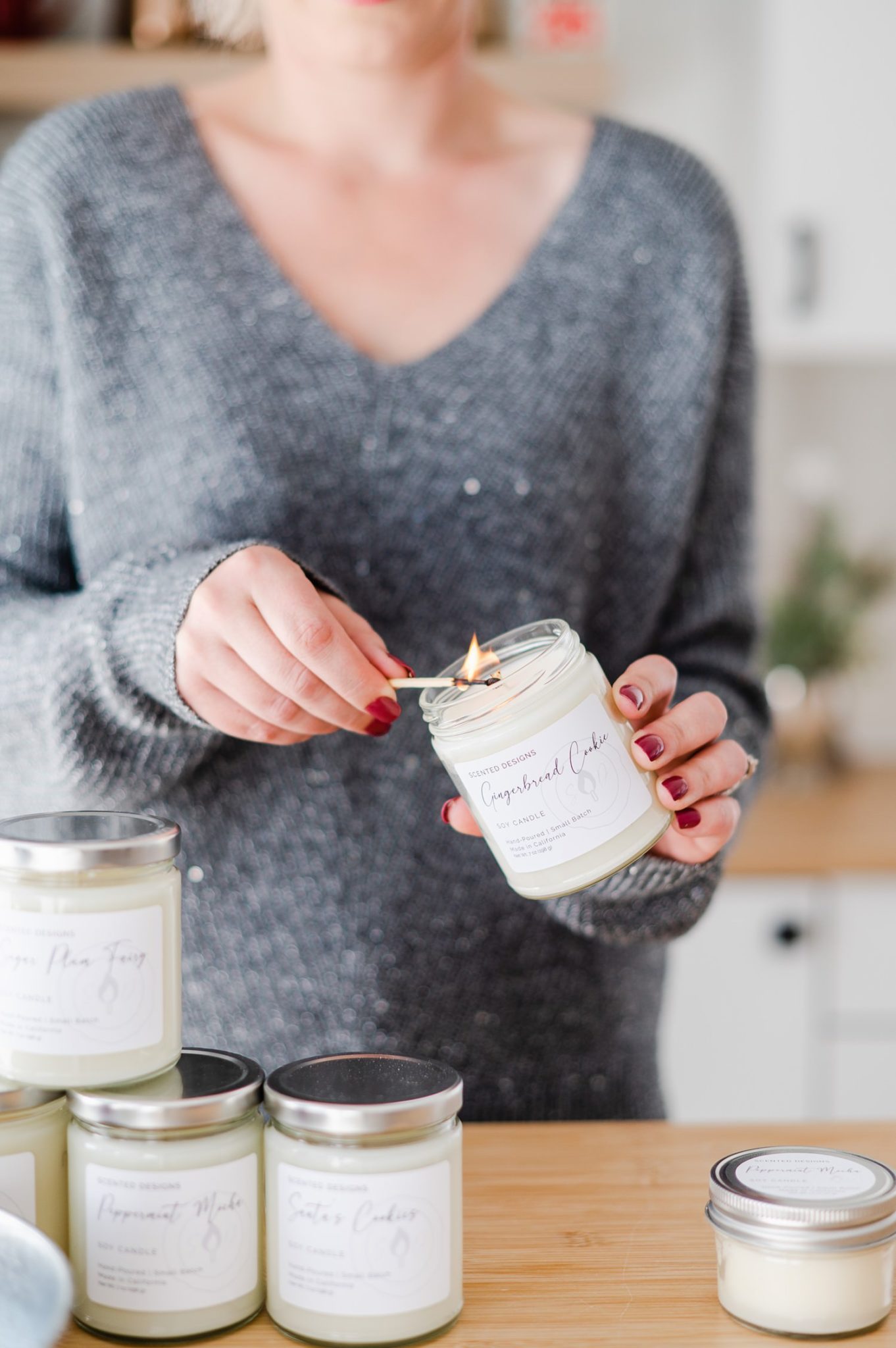 Holiday Product Photoshoot for Candles: Scented Designs